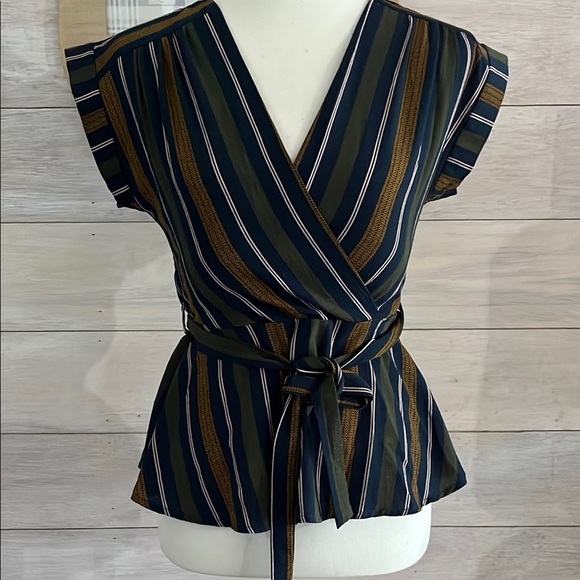 Monteau | Tops | Monteau Striped Wrap Top S | Poshmark